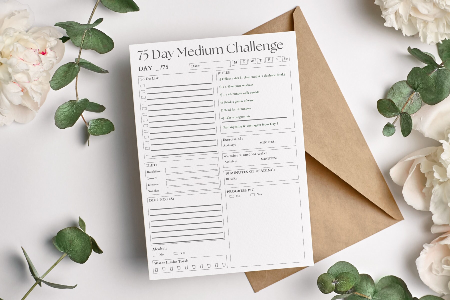 75 Day Medium Challenge | PDF Printable Day Planner - Etsy