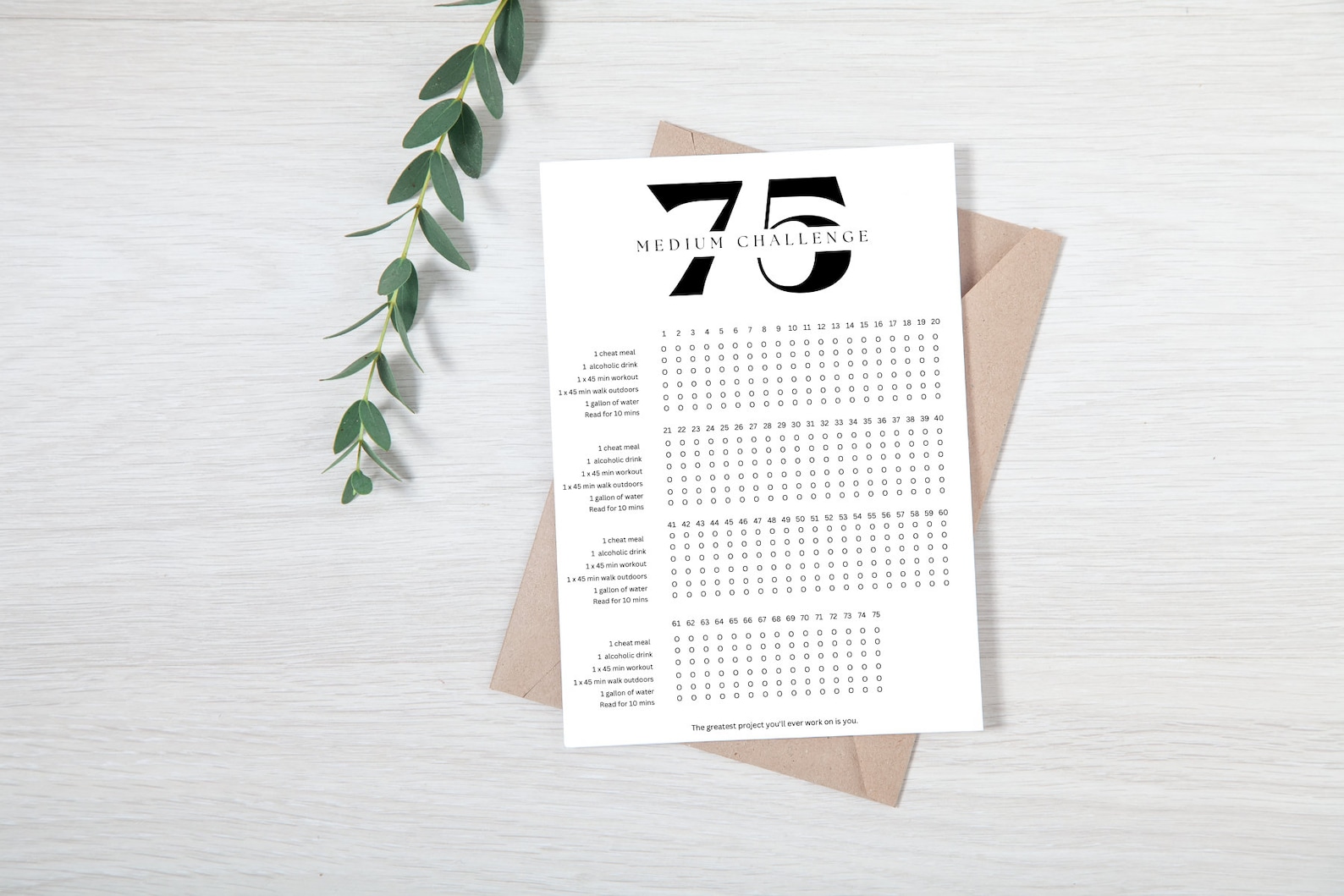 75 Medium Challenge - Printable PDF - Etsy