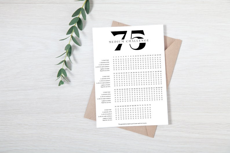 75 Medium Challenge - Printable PDF - Etsy