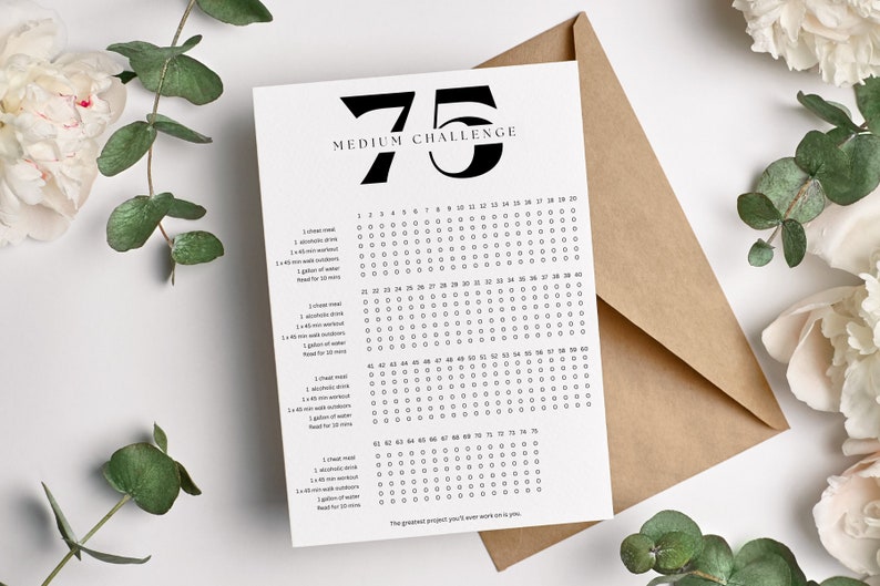 75 Medium Challenge - Printable PDF - Etsy