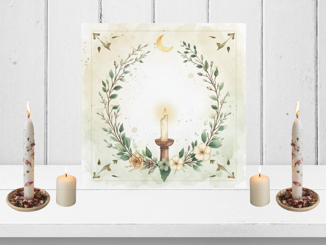 Pagan Altar Wall Art, Candle Wreath Metal Sign, Witchy Home Decor ...