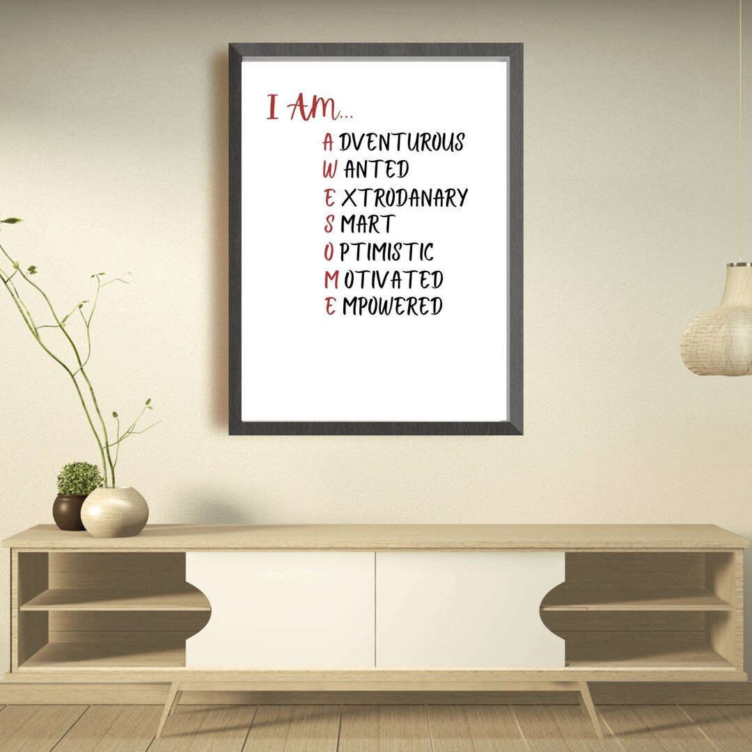 I Am Awesome Affirmations Wall Art | Printable Daily Affirmations ...