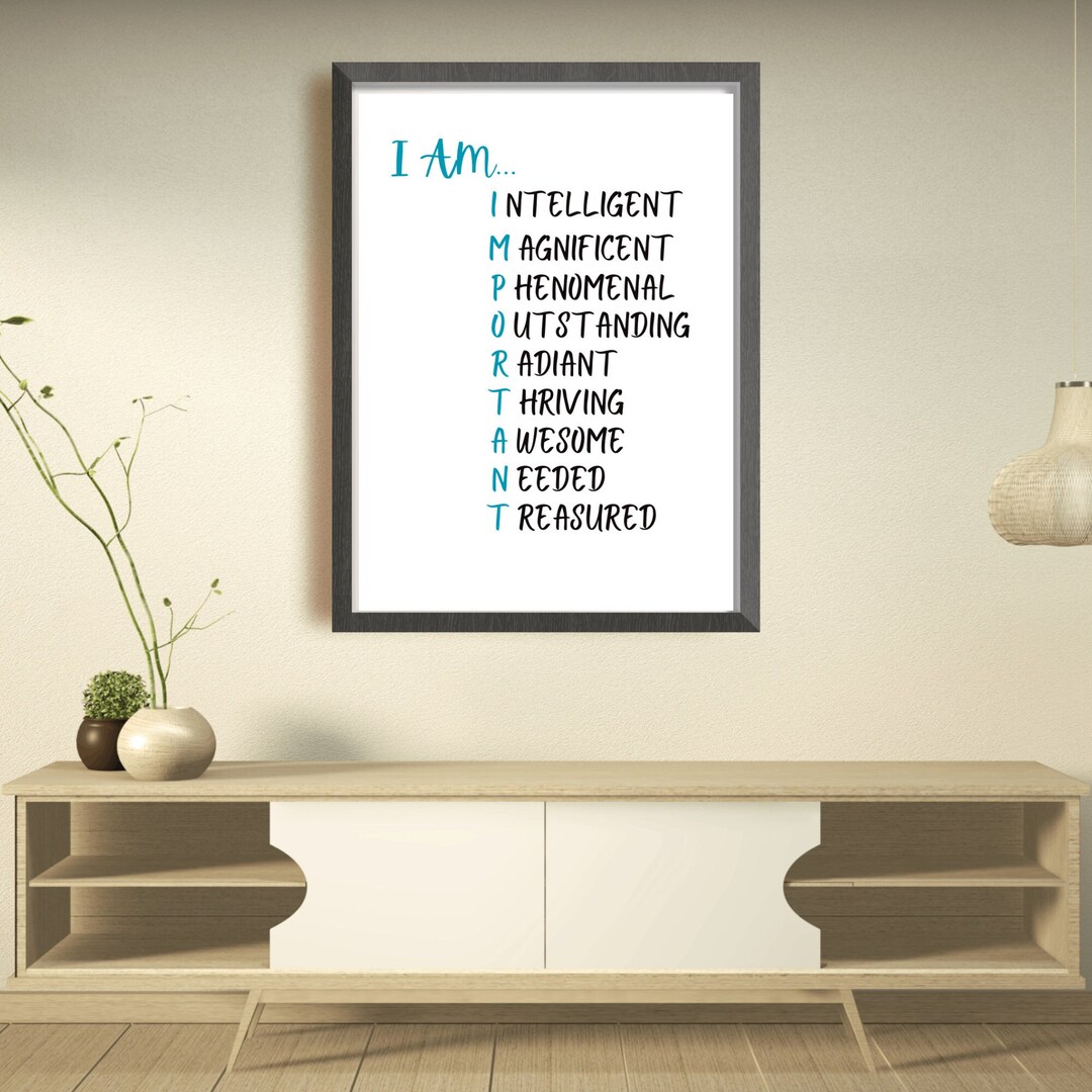 I Am Affirmation Wall Art | I Am Important Wall Art | Printable Daily ...