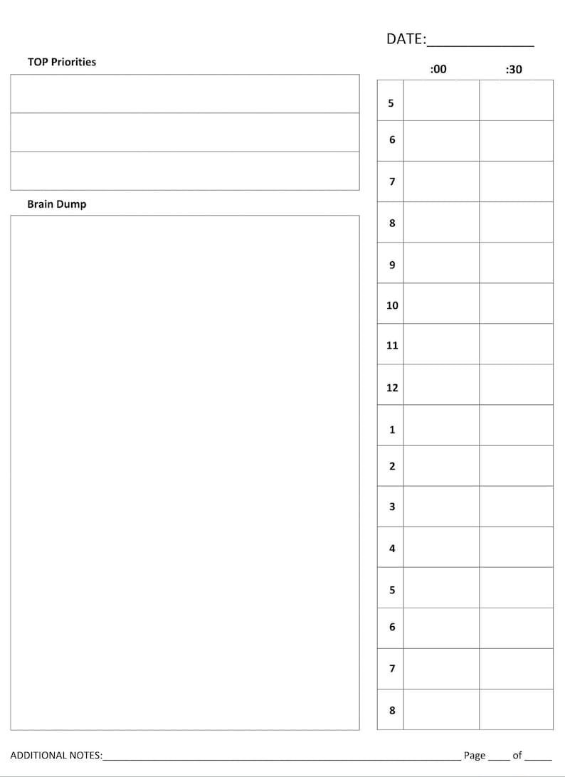 Printable Brain Dump Template, to Do List, Editable, ADHD Daily Planner ...