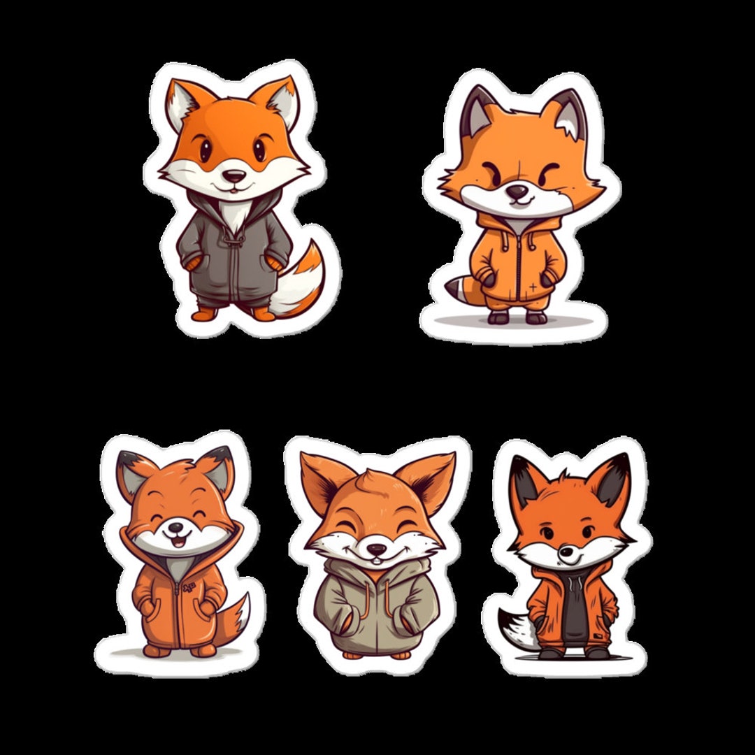 Fox Stickers, Hoodie Stickers, Animal Hoodie Stickers, Premium Stickers ...