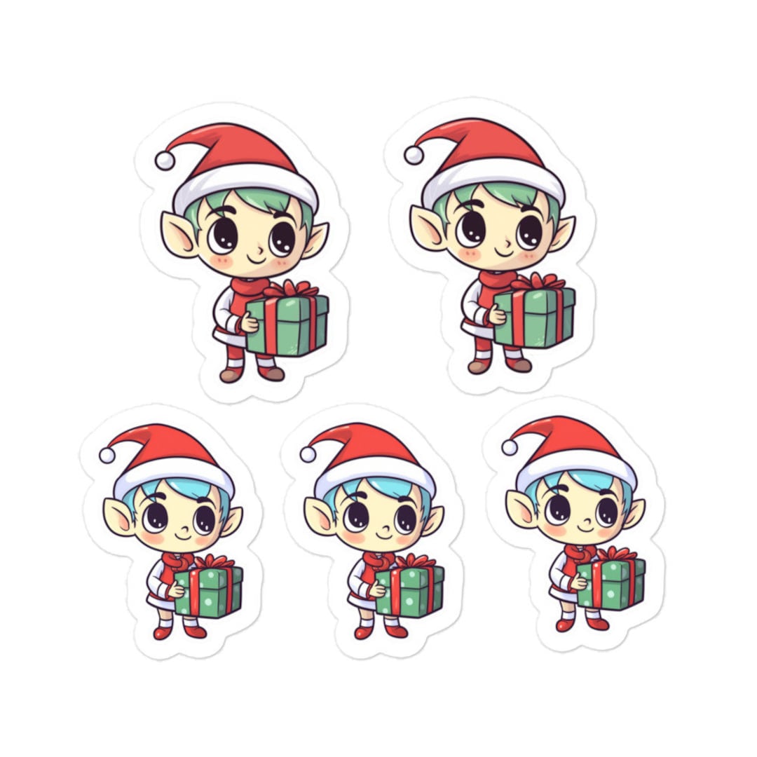 Elf Stickers, Santa Hat Stickers, Christmas Stickers, 5 Stickers - Etsy