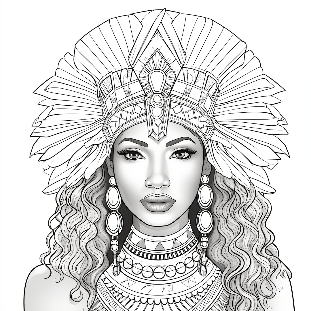 African Queen Coloring Pages 1 - Etsy