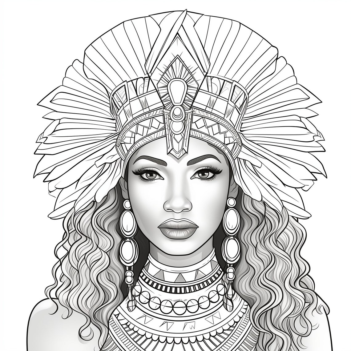 African Queen Coloring Pages 1 - Etsy