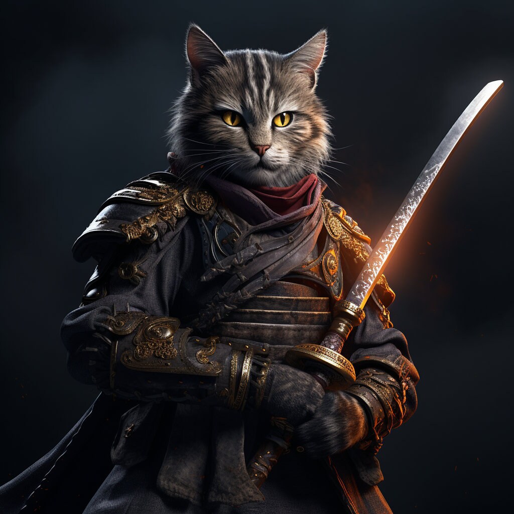 Samurai and Ninja Cat 1 - Etsy