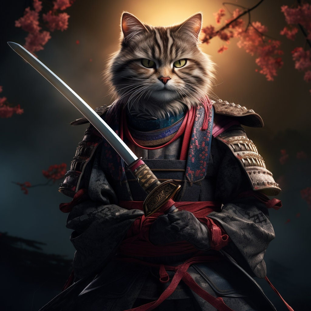 Samurai and Ninja Cat 1 - Etsy