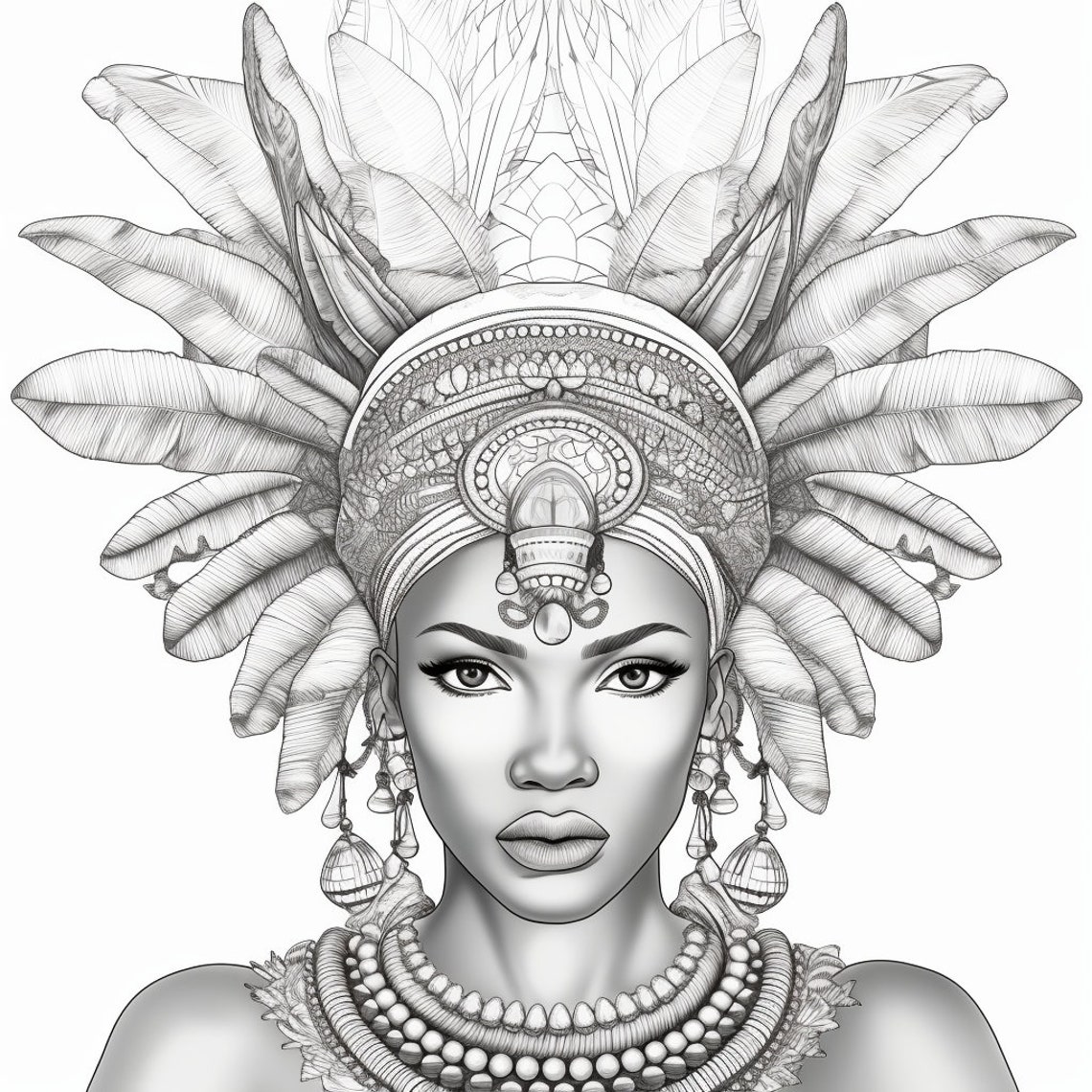 African Queen Coloring Pages - Etsy