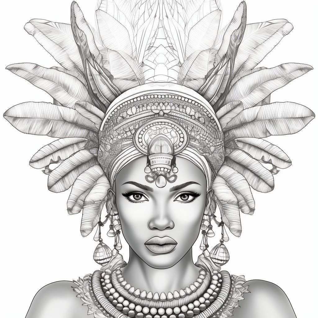 African Queen Coloring Pages - Etsy