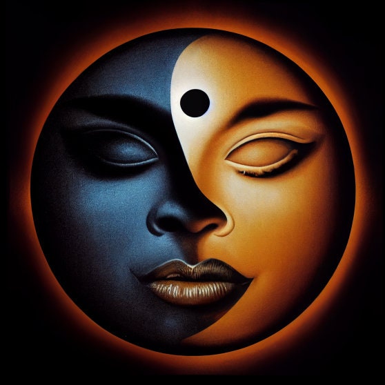 Yin Yang Faces Wall Art - Etsy