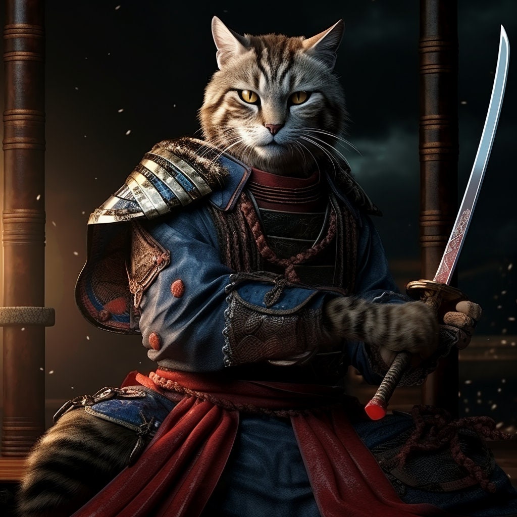 Samurai Cat 2 - Etsy