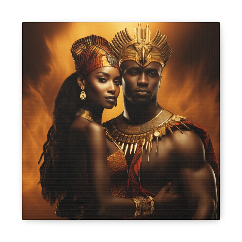 African King and Queen Classic Edition V love and Gold Canvas Gallery Wraps - Etsy