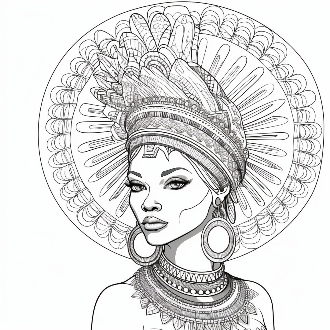 African Queen Coloring Pages - Etsy