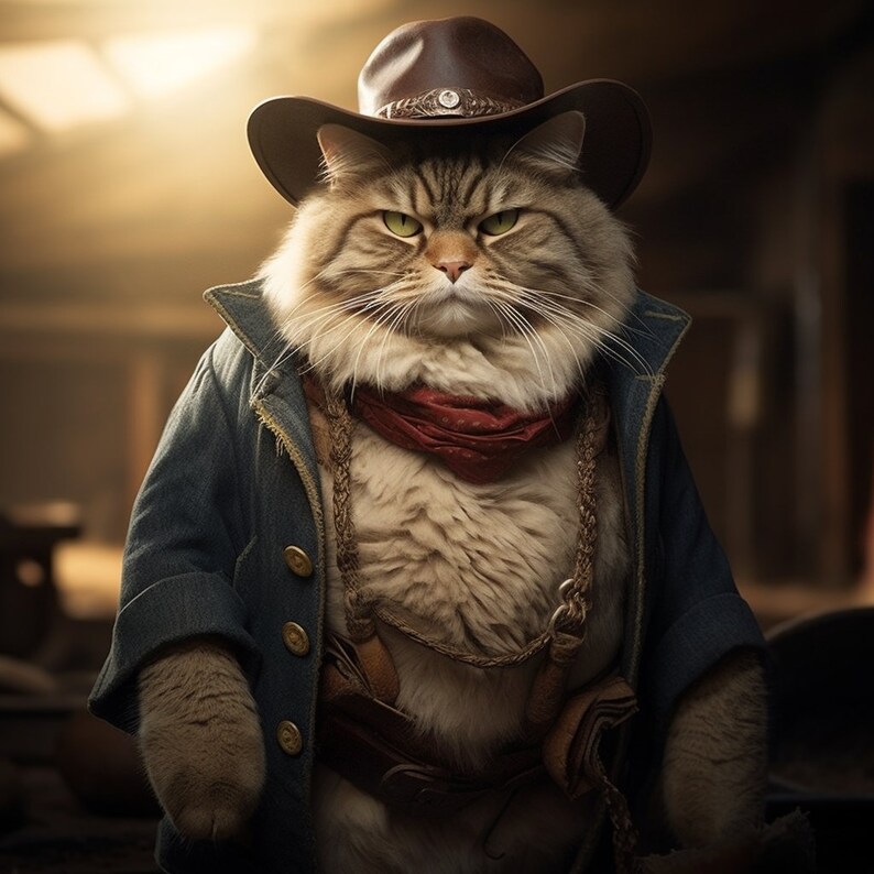 Fat Fat Cowboy Cat - Etsy