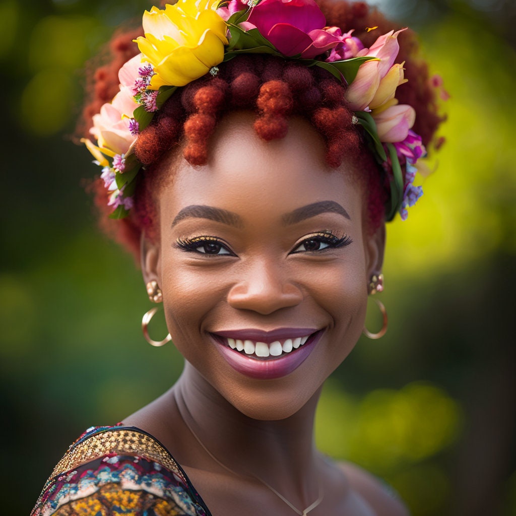 Black African Princess Wearing a Flower Crown - Etsy