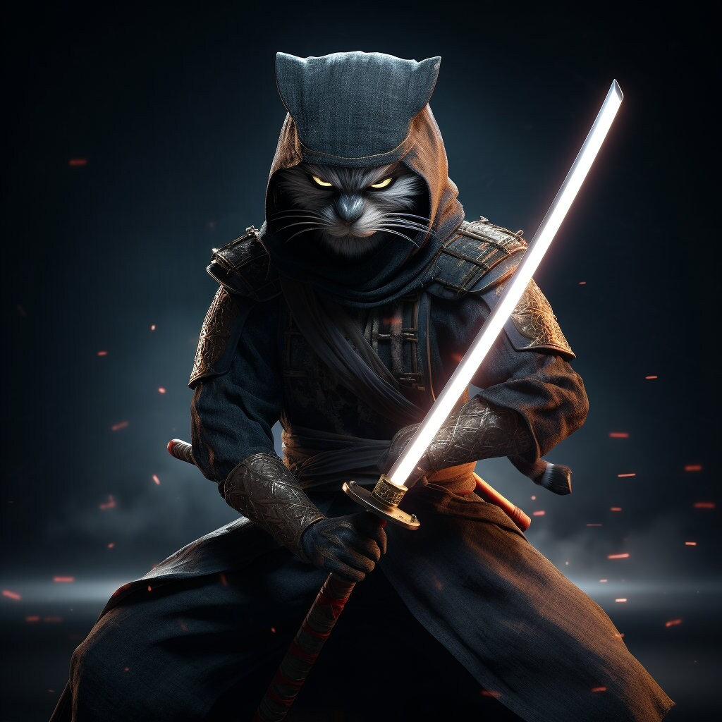 Samurai and Ninja Cat 1 - Etsy