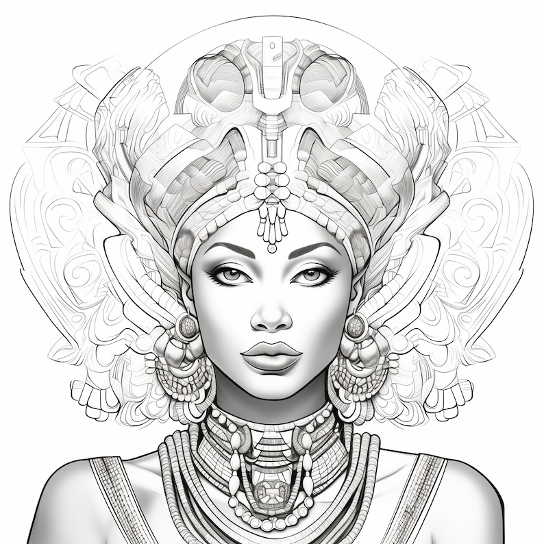 African Queen Coloring Pages 1 - Etsy