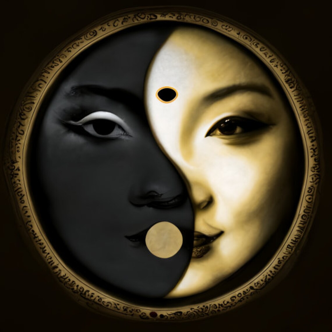 Yin Yang Faces Wall Art - Etsy