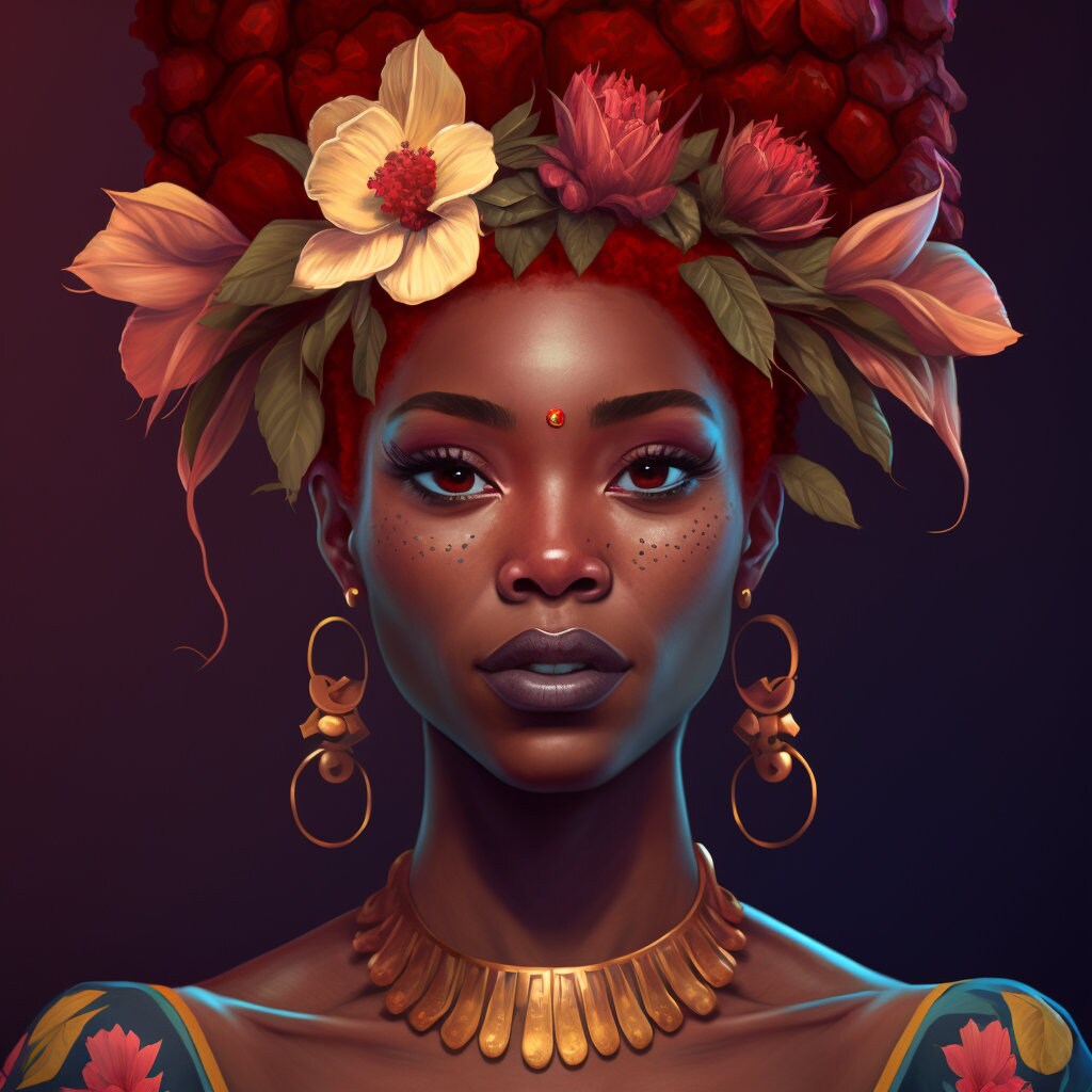 Black African Princess Wearing a Flower Crown - Etsy