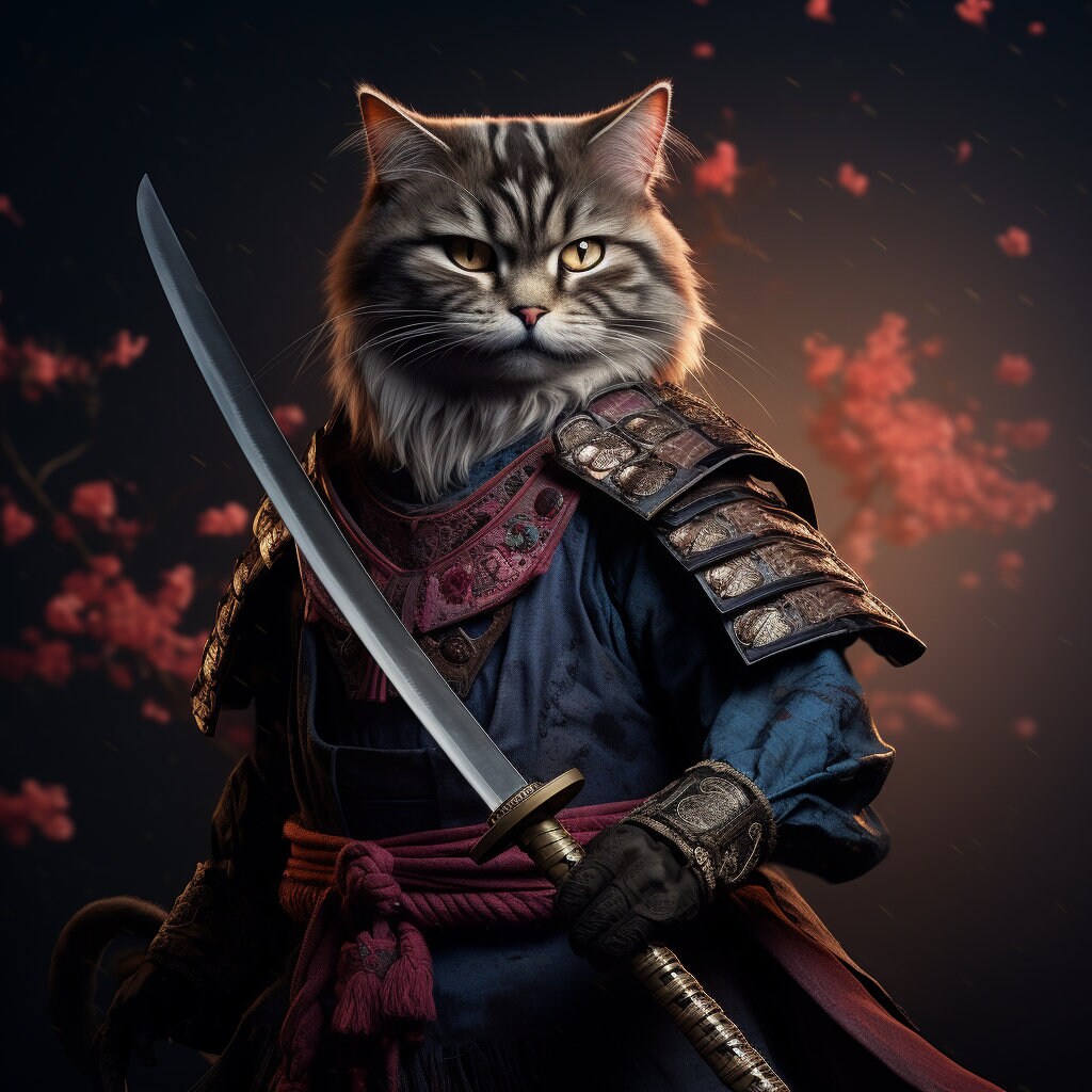 Samurai and Ninja Cat 1 - Etsy