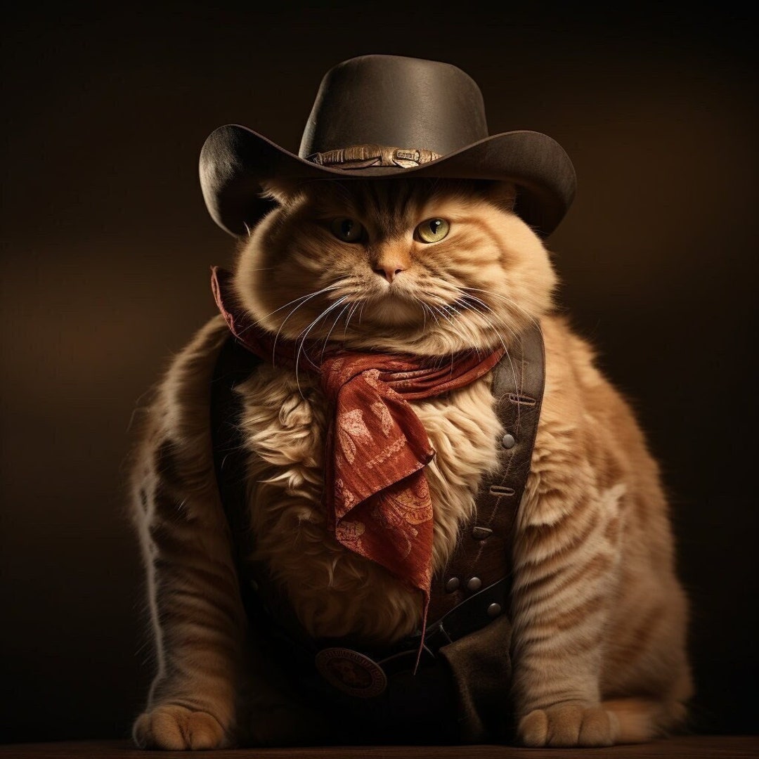 Fat Fat Cowboy Cat - Etsy