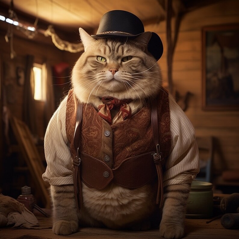 Fat Fat Cowboy Cat - Etsy