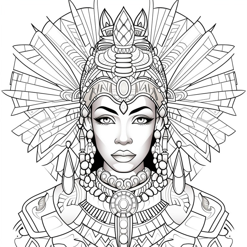 African Queen Coloring Pages 1 - Etsy