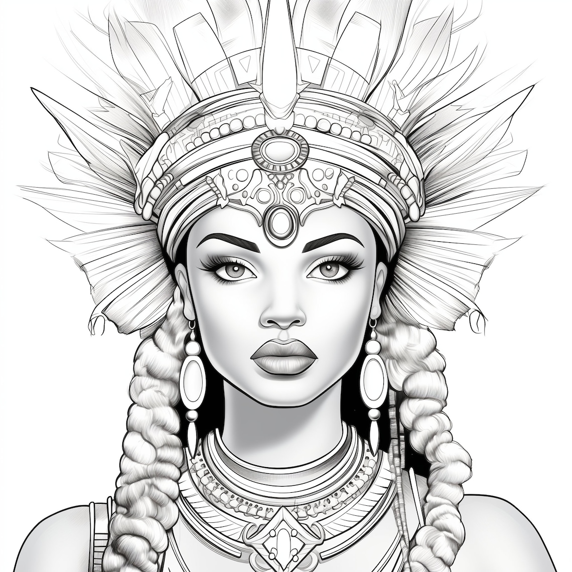 African Queen Coloring Pages 1 - Etsy