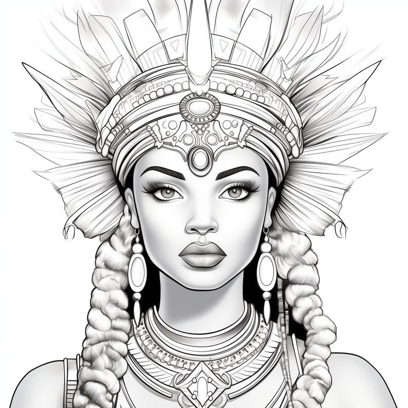 African Queen Coloring Pages 1 - Etsy