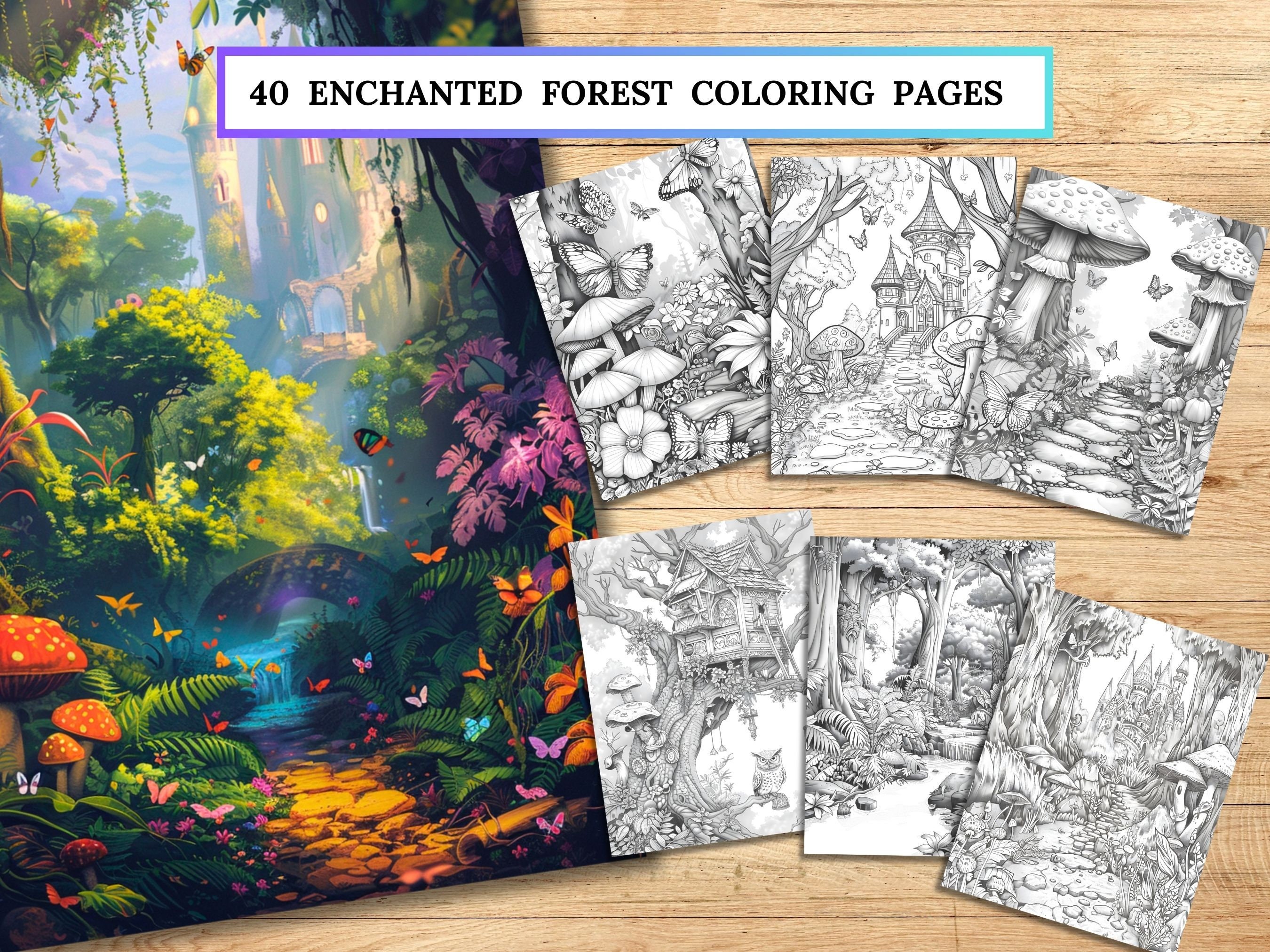 40 Enchanted Forest Intricate Coloring Pages Downloadable Coloring Page ...
