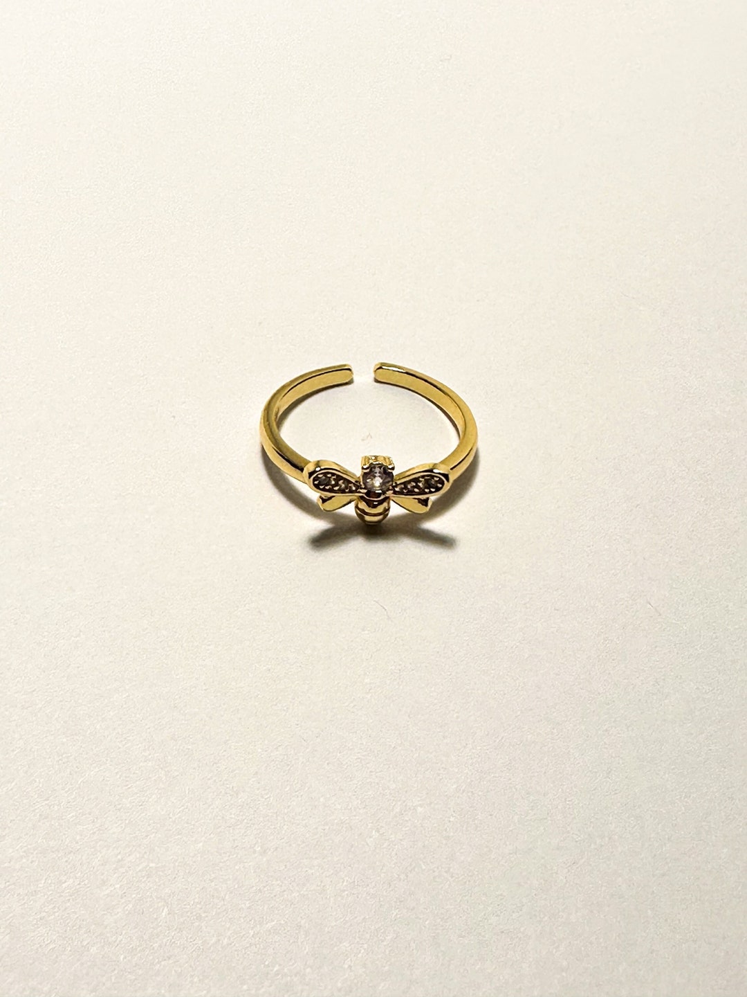 Gold Bumblebee Ring, Cute Honeybee Ring, Dainty Adjustable Ring, Tiny ...