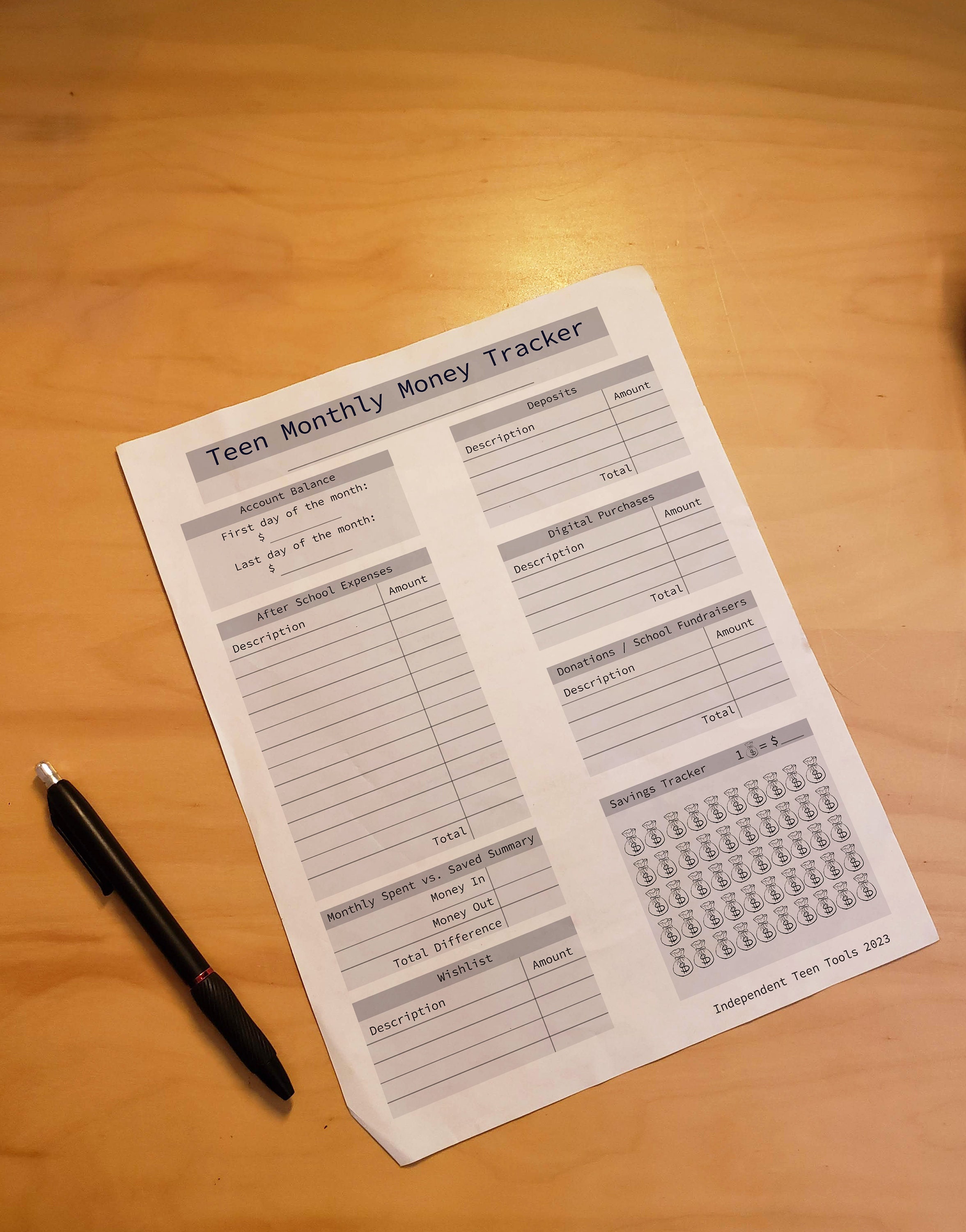 Teen Monthly Money Tracker Template, Budget, Worksheet, Printable ...