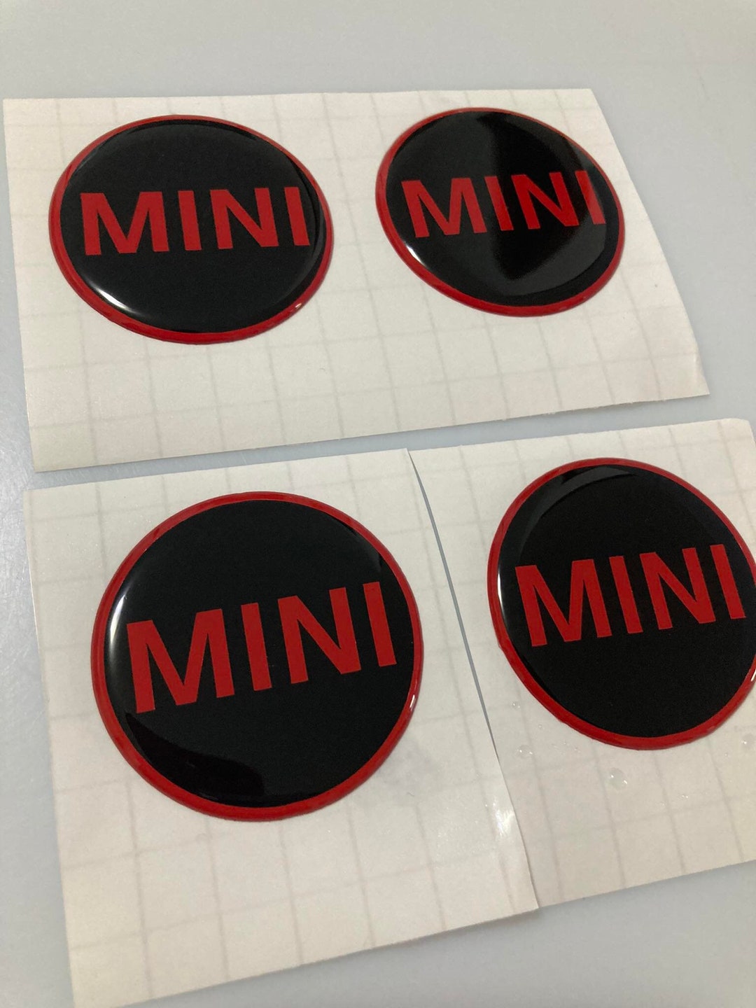 Set of 4 Mini Cooper Emblem Logo Stickers in 3D Hubcaps Customizable ...
