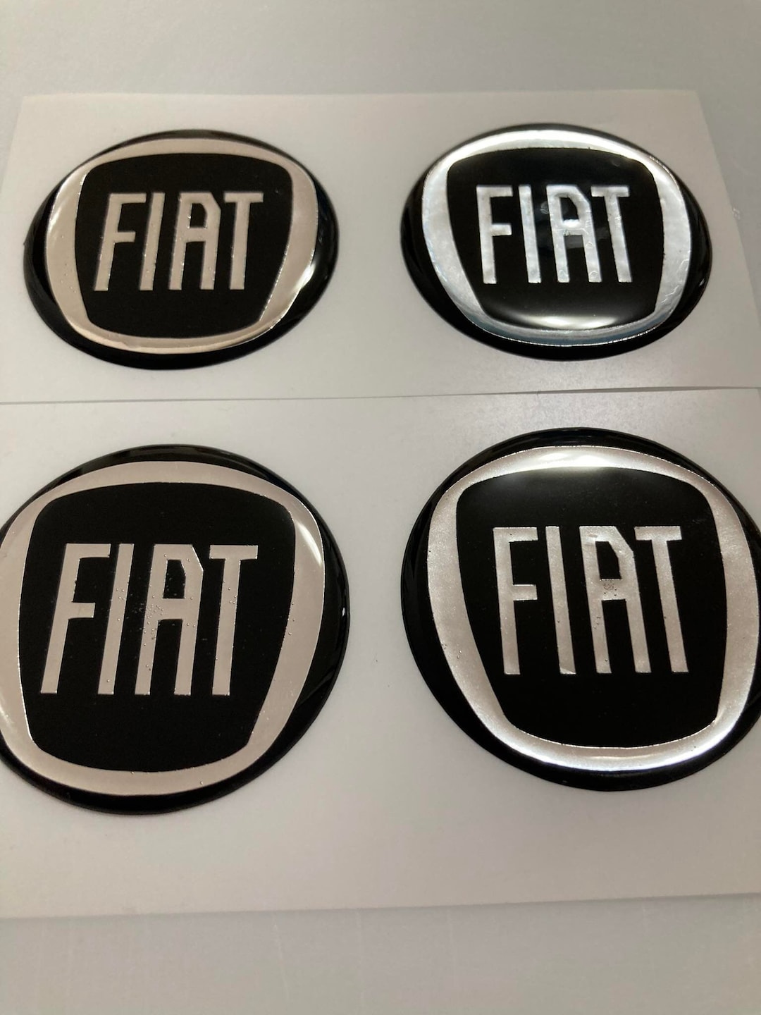 Set of 4 Black Fiat 3D Hubcap Emblems Logos 50 Mm 55 Mm 60 Mm Resin ...
