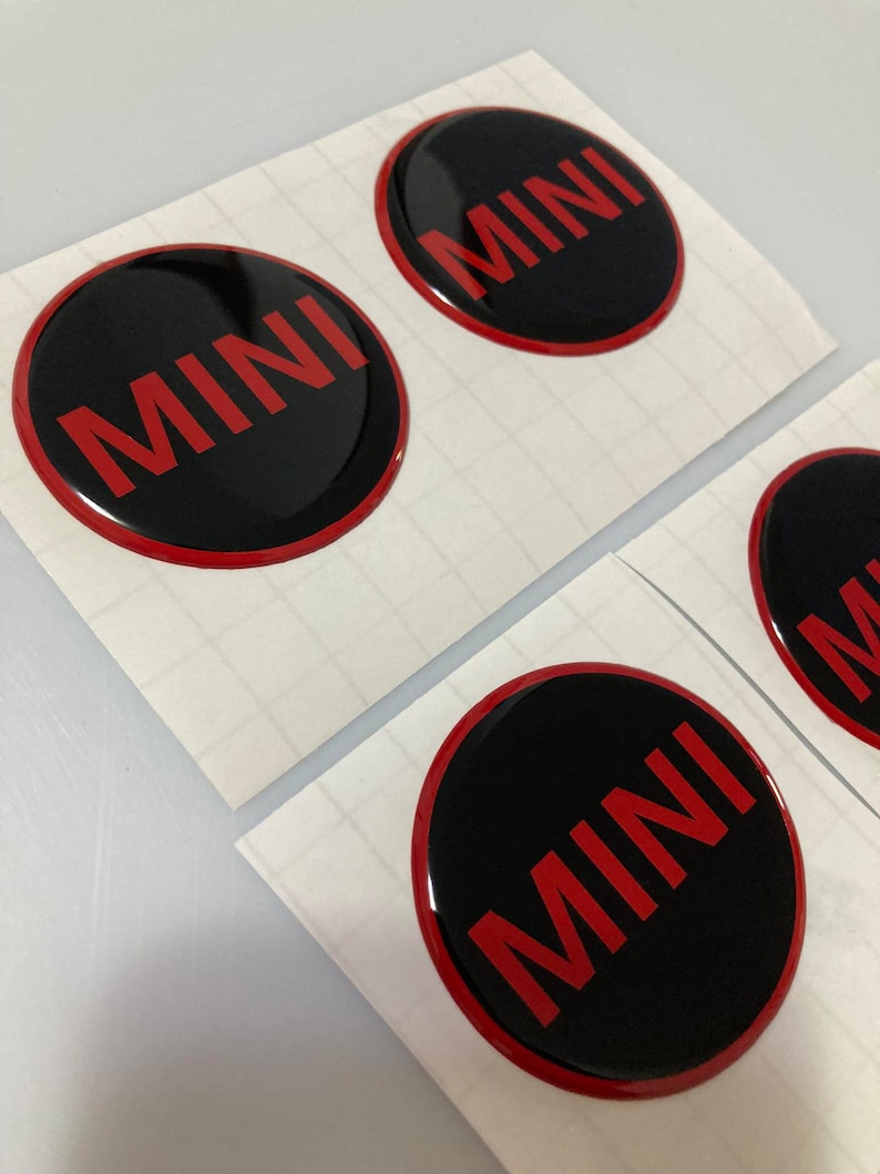 Set of 4 Mini Cooper Emblem Logo Stickers in 3D Hubcaps Customizable ...