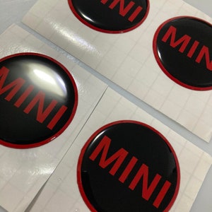 Set of 4 Mini Cooper Emblem Logo Stickers in 3D Hubcaps Customizable ...