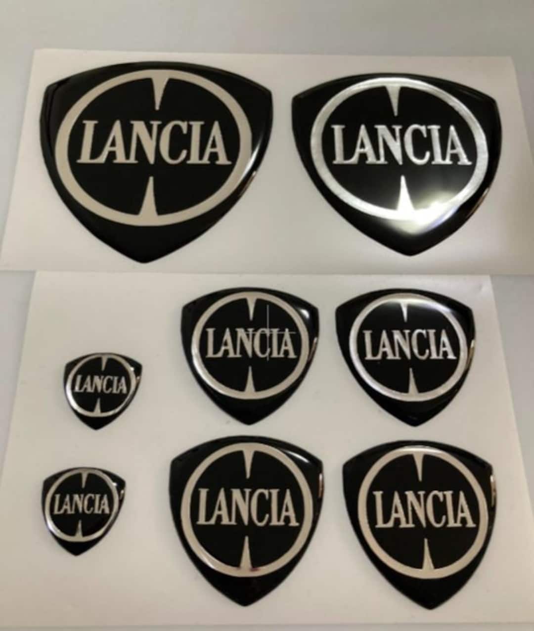 Set of 8 Lancia Delta Emblem Logo Stickers Black 3D Front Rear Side Hub ...