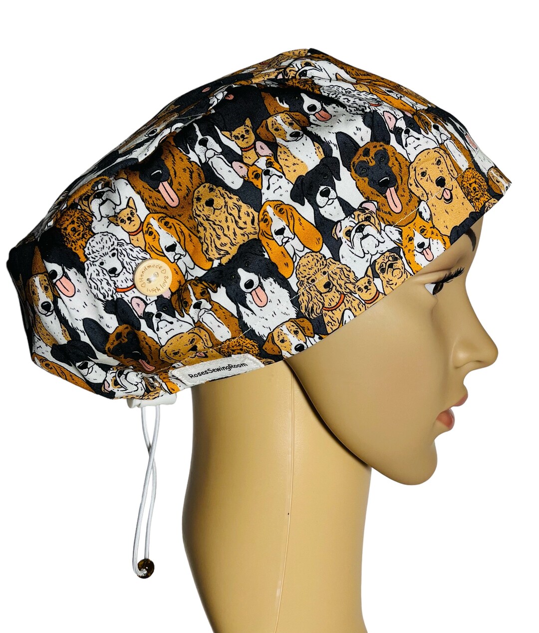 Furry Dog Friends Scrub Cap - Scrub Cap for Women, Surgical Hat ...