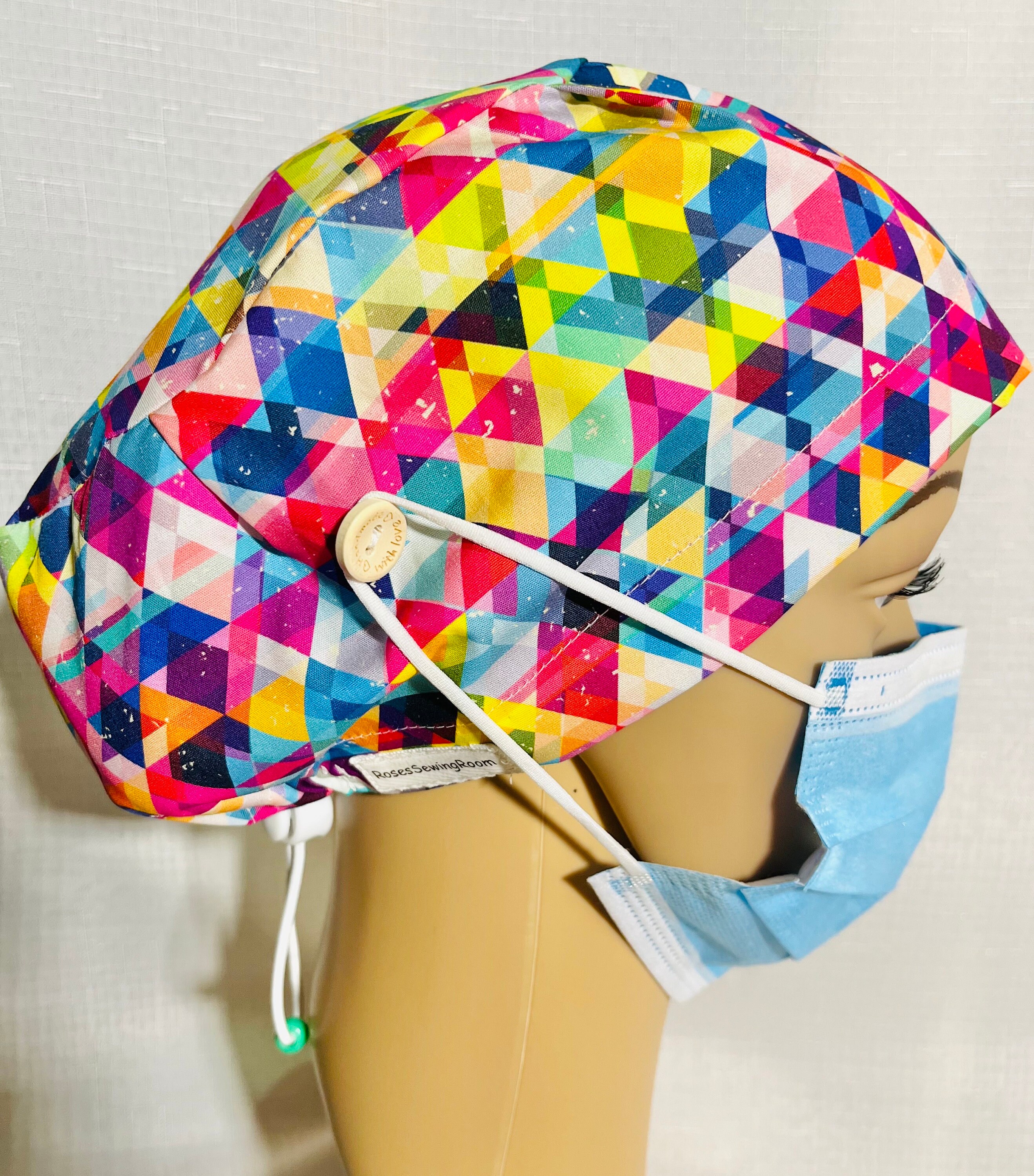 Colourful Triangle Pattern Scrub Cap Scrub Cap for Women, Surgical Cap ...