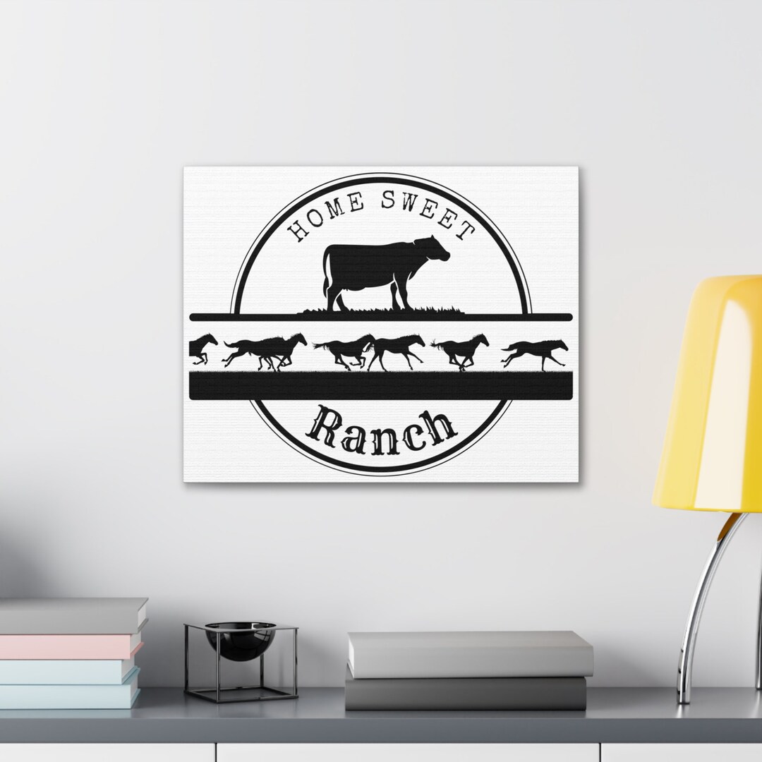 Home Sweet Ranch Canvas, Ranch Canvas, Cow Canvas, Canvas Gallery Wraps ...