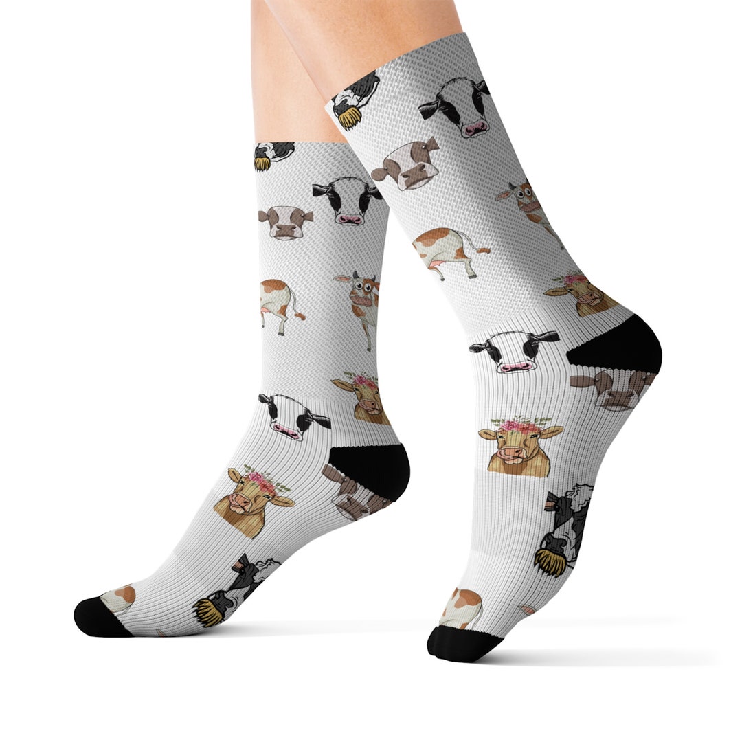 Cow Socks, Cow Head Socks, Sublimation Socks - Etsy