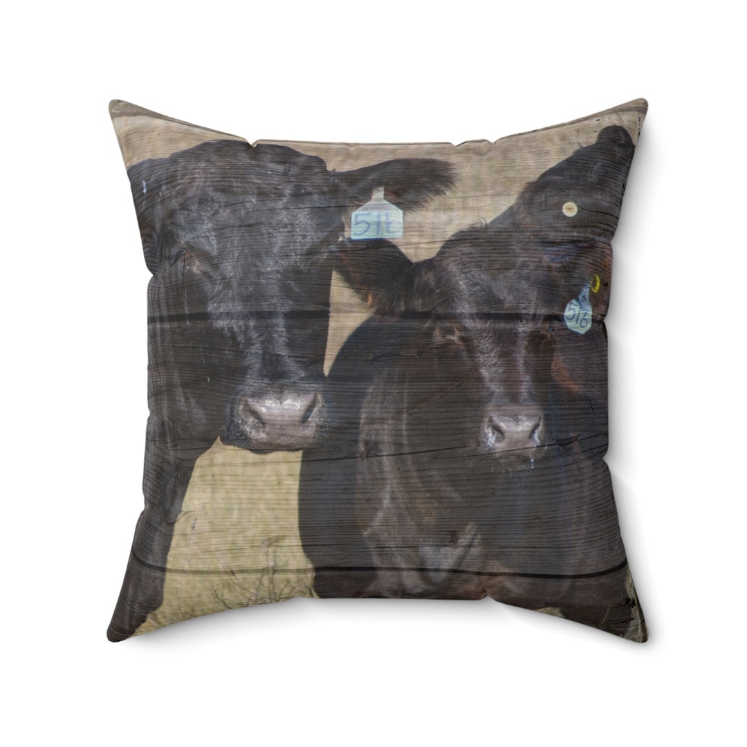 Black Angus Cow and Calf Spun Polyester Square Pillow - Etsy