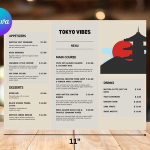 Landscape Menu Template | Editable Canva Design (8.5"x11") - Etsy