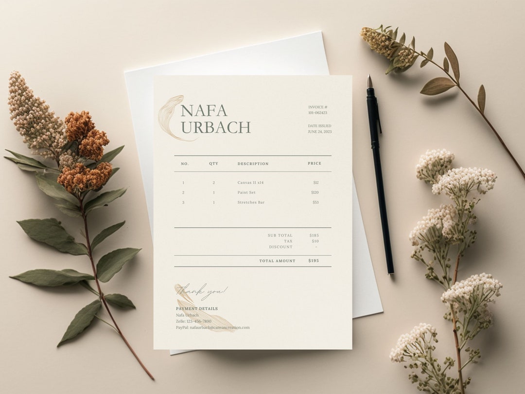 Neutral & Artistic Invoice Template | Invoice Template Canva | Invoice ...
