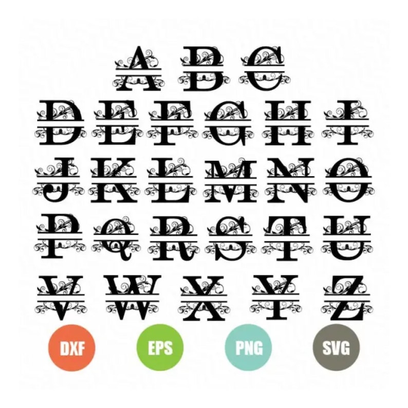 Split Monogram Alphabet SVG, DXF, PNG, Split Monogram Frame Alphabet ...