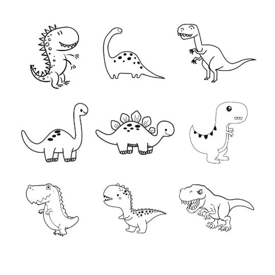 Dinosaur SVG Bundle T-rex Brontosaurus Stegosaurus Triceratops Outline ...