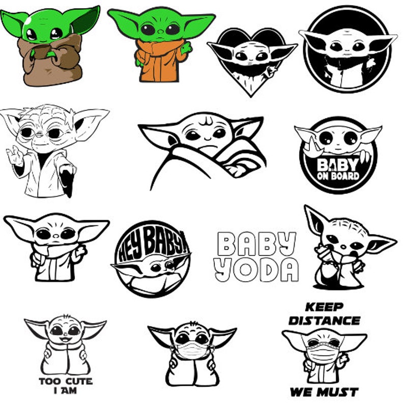 Baby Yoda SVG Files, Cricut Clipart Cut File , Digital Vector File ...